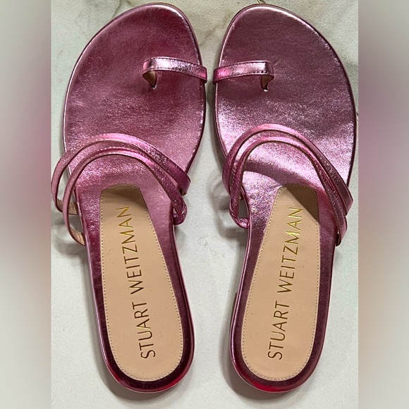 Stuart Weitzman | Shoes | Stuart Weitzman Pink Metal Sandals | Poshmark